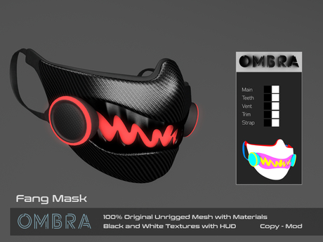 Second Life Marketplace - [OMBRA] - Cyberpunk Fang Mask (unisex)