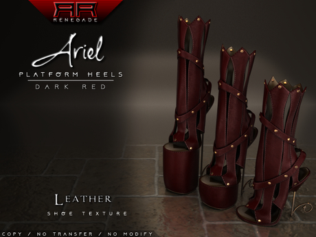 Second Life Marketplace - [Renegade] Ariel Platform Heels - Dark Red