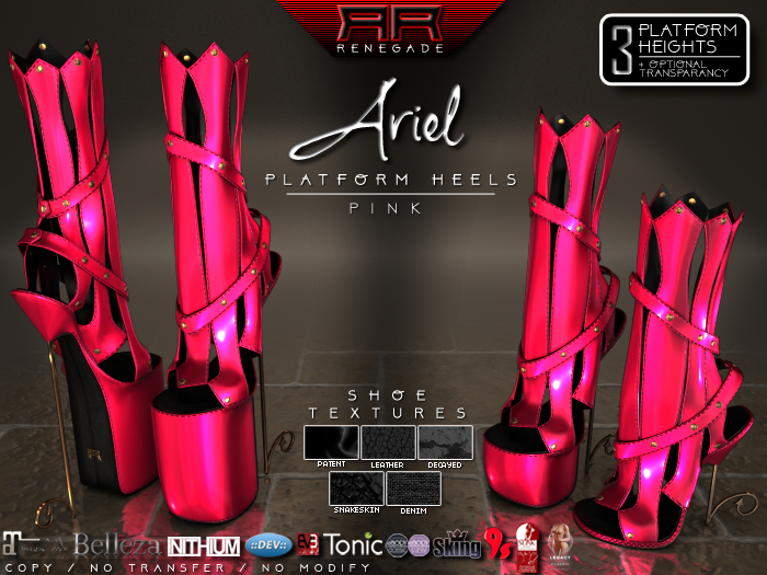 Second Life Marketplace - [Renegade] Ariel Platform Heels - Pink