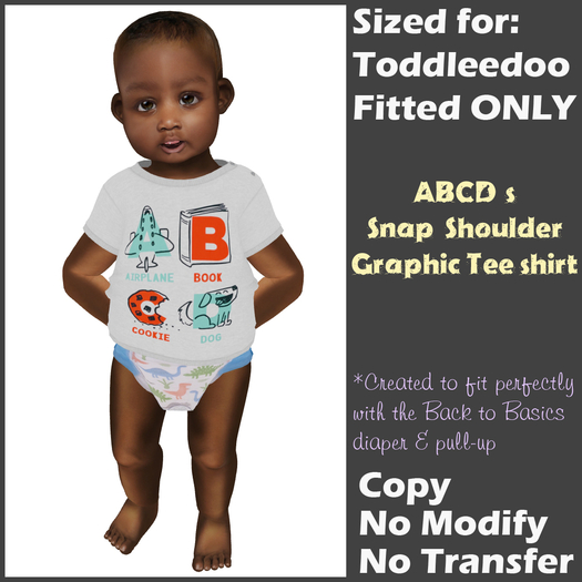 Second Life Marketplace - [Back to Basics] Boys ABCD snap shoulder tee