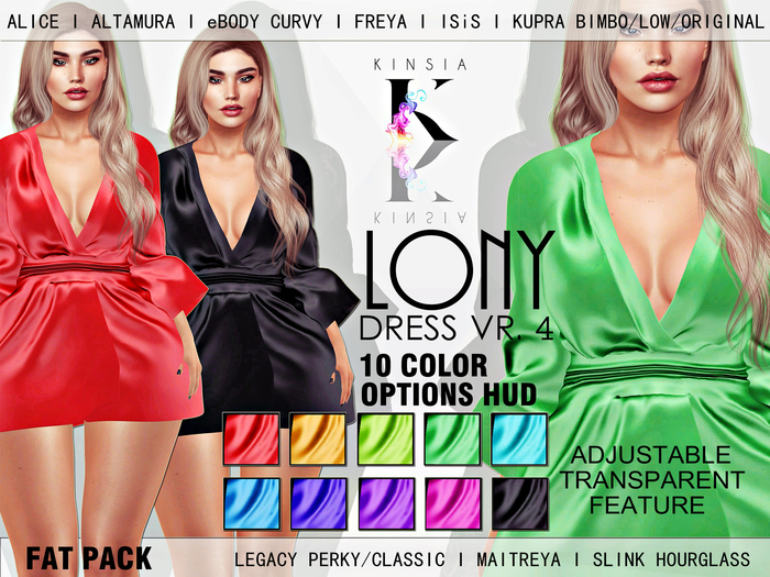 Second Life Marketplace - DEMO / KINSIA / FAT PACK / Lony Dress V-4