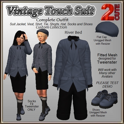Second Life Marketplace - 2cute Vintage Touch Suit Outfit - River Bed