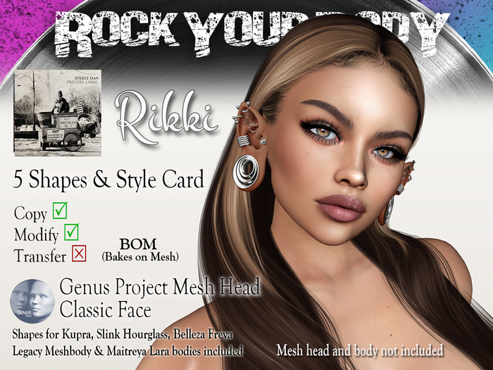 Second Life Marketplace - Rock Your Body Shapes RIKKI (For Genus Head ...