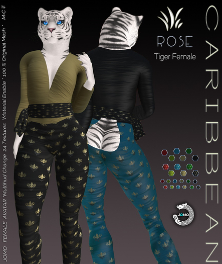 Second Life Marketplace - JOMO FURRY ROSE For Tiger Female (BOX WEAR ME)