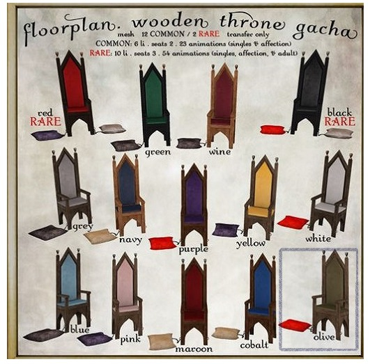 Second Life Marketplace - floorplan. wooden throne / wine