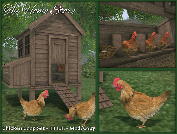 Second Life Marketplace - THS - CHICKEN COOP SET, RUSTIC FARMYARD ...