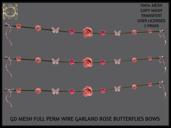 Second Life Marketplace - GD MESH FULL PERM WIRE GARLAND ROSE ...