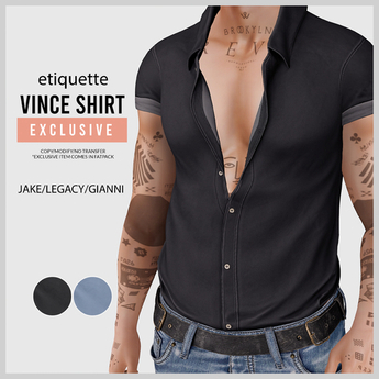 Second Life Marketplace - .etiquette. Vince Full Set -Black 2 RARE - Jake