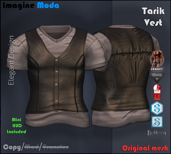 Second Life Marketplace - Tarik Vest Short {Gray} Aesthetic, Gianni ...