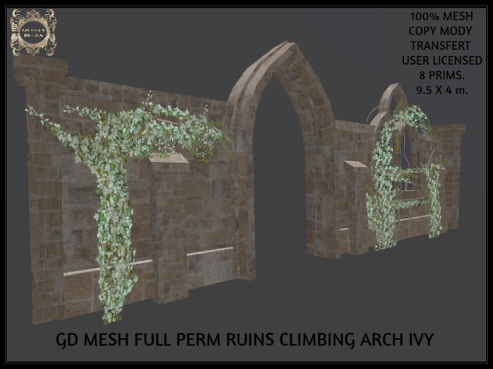 Second Life Marketplace - GD MESH FULL PERM RUINS CLIMBING ARCH IVY
