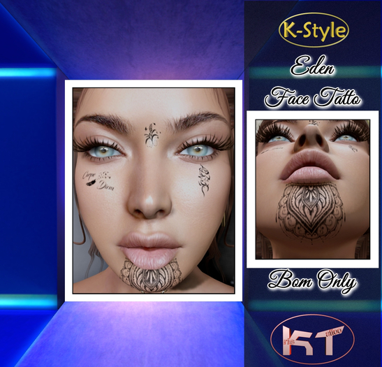 Second Life Marketplace - [K-Style] EDEN FACE TATTOO BOM