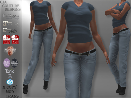 Second Life Marketplace - "GCD" Ina Short Tshirts Slate