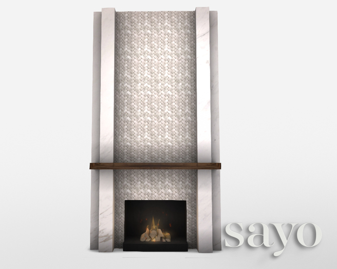 Second Life Marketplace - SAYO - Gilded Holiday - Quilted Tile Fireplace