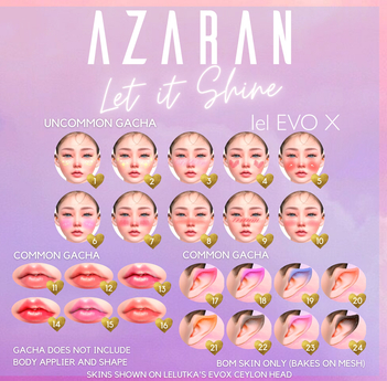 Second Life Marketplace - 25 - AZARAN - LET IT SHINE - IVY SKIN GACHA ...
