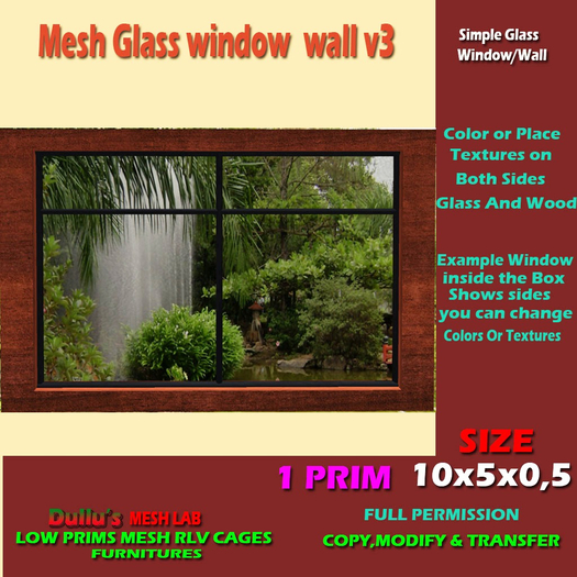 Second Life Marketplace - Mesh Glass Window Wall v3-FULL PERMISSION-