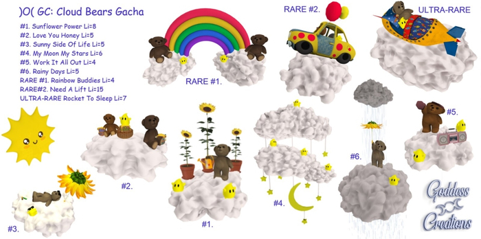 Second Life Marketplace - )O( GC: Cloud Bears-Rocket To Sleep ULTRA-RARE