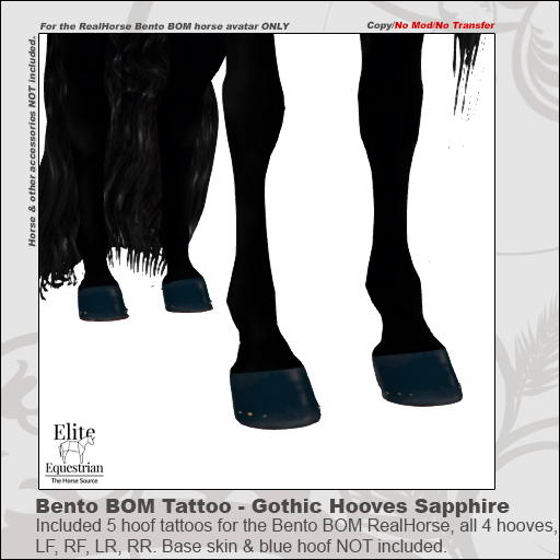 Second Life Marketplace - *E* Hoof Tattoo Gothic Sapphire BOM RealHorse [Boxed]