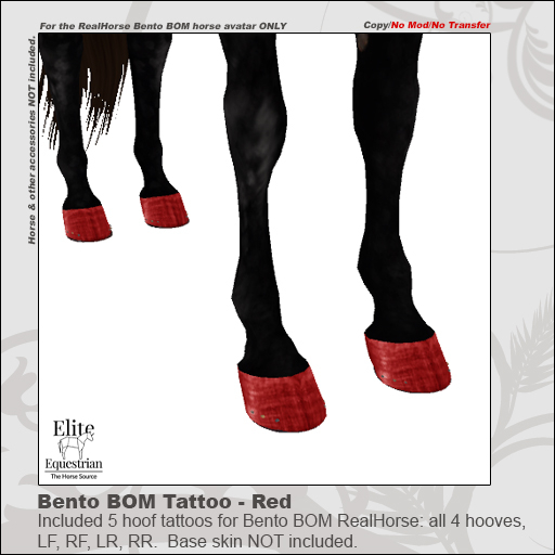 Second Life Marketplace - *E* Hoof Tattoo Red BOM RealHorse [Boxed]