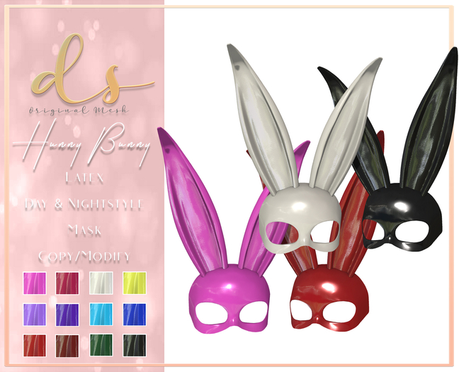 Second Life Marketplace - DS - Hunny Bunny Mask Latex Day Night Fullpack