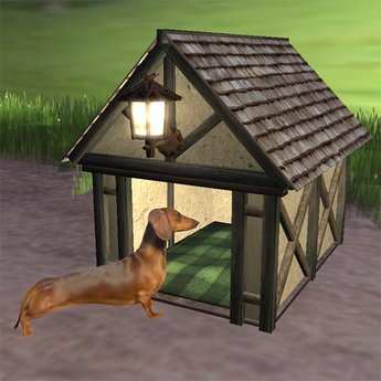 Second Life Marketplace - Tudor style Dog House with Lamp - doghouse ...