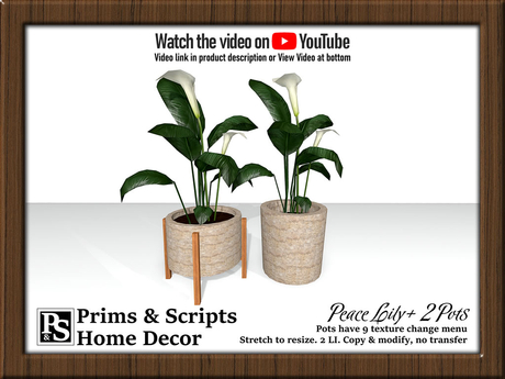 Second Life Marketplace - Prims & Scripts - Peace Lily