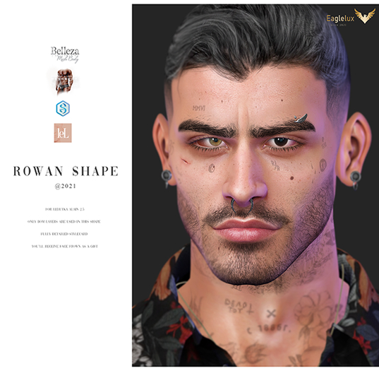 Second Life Marketplace - EGX. Rowan Shape (Alain 2.5)+ face frown as gift