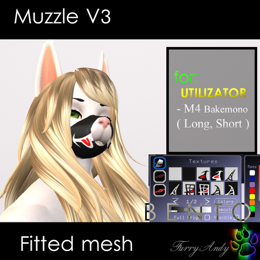Second Life Marketplace - Furry Andy - Muzzle V3 for M4 Bakemono