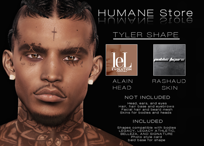 Second Life Marketplace - HUMANE Store - TYLER shape for ALAIN head ...