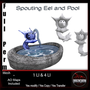 Second Life Marketplace - Full Perm Spouting Eel and Pool