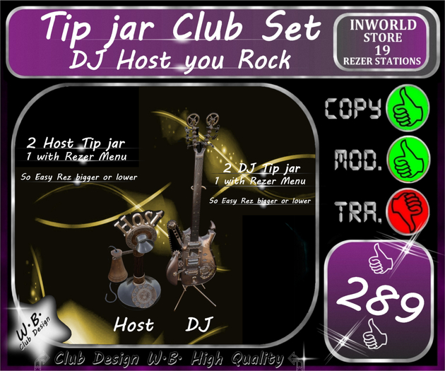 Second Life Marketplace - * Tip jar * Club SET * You Rock * DJ Host