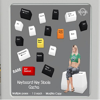 Second Life Marketplace - Sequel - Keyboard Key Stool - Delete Black