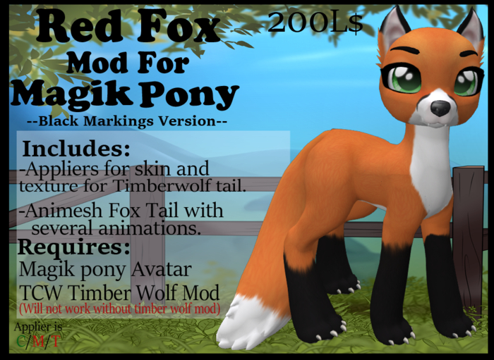 Second Life Marketplace - [ButterBean] Magik Pony Red Fox Mod - Black ...