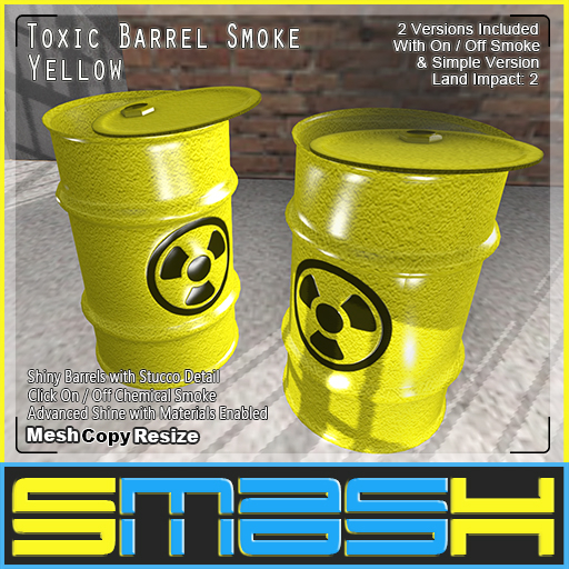 Second Life Marketplace - SMASH - Toxic Barrel Smoke (Version: Yellow)