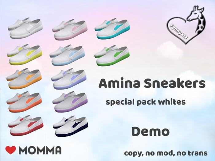 Second Life Marketplace - Demo Amina Sneaker special pack whites