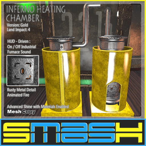 Second Life Marketplace - SMASH - Inferno Heating Chamber (Gold)