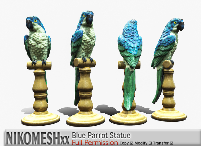 Second Life Marketplace - ::NIKOMESH::Full Permission Blue Parrot Statue