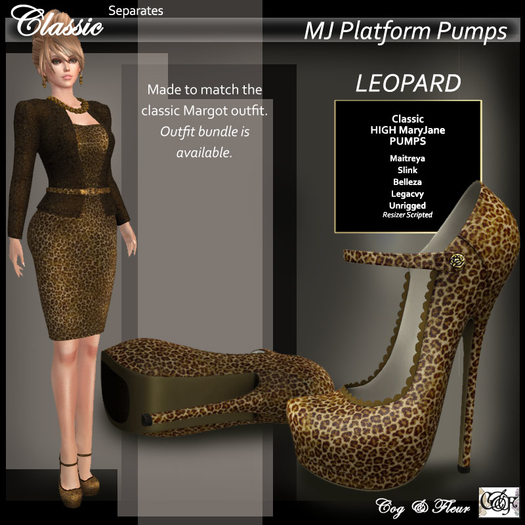 Second Life Marketplace - C&F Margot Platform MaryJanes - Leopard ...