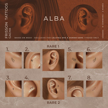 Second Life Marketplace - ALBA - Frisson Tattoos Gacha - Lel Evo X - 8.