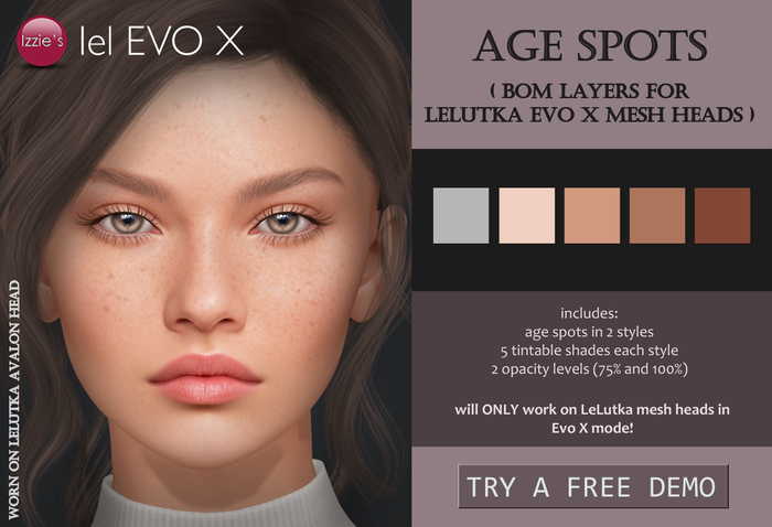 Second Life Marketplace - Izzie's - DEMO Age Spots (LeLutka Evo X)