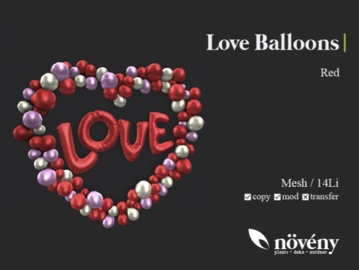 Second Life Marketplace - Noveny - Love Balloons - Red