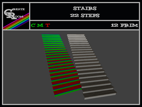 Second Life Marketplace - CreateRoom - Stairs 22 Steps