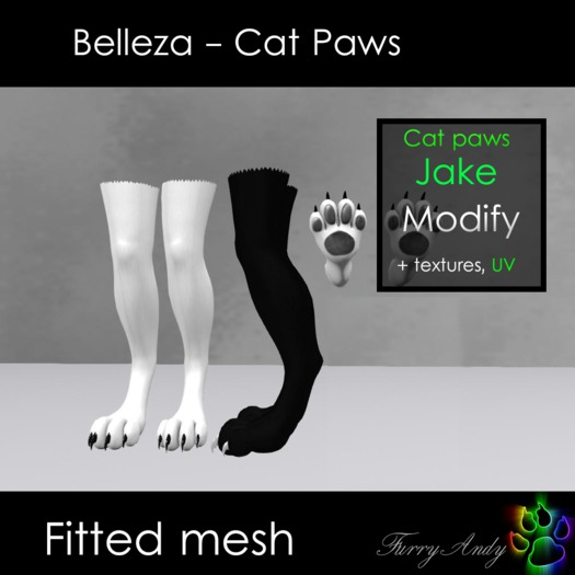 Second Life Marketplace - DEMO - Furry Andy - Belleza Jake Cat Paws