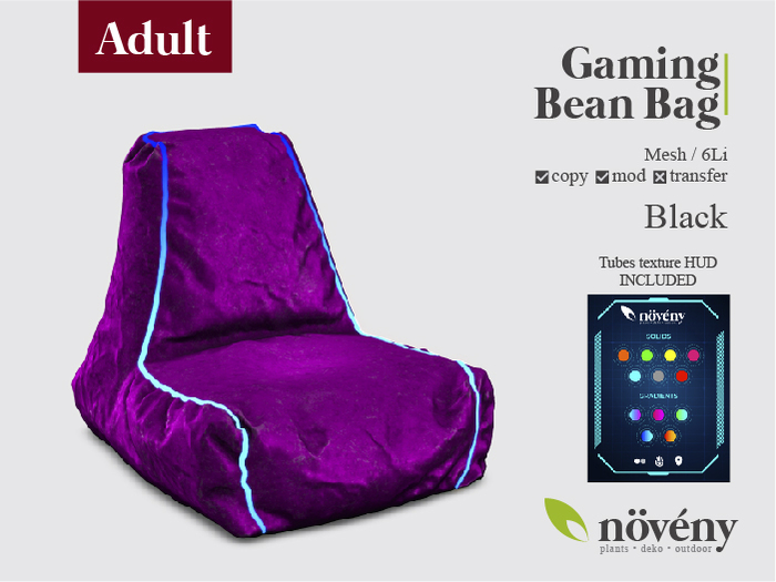Second Life Marketplace - Noveny - Gaming Bean Bag - Purple (ADULT)