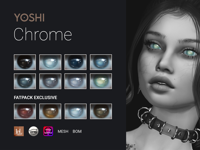 Second Life Marketplace - YOSHI - Chrome Eyes - Pack