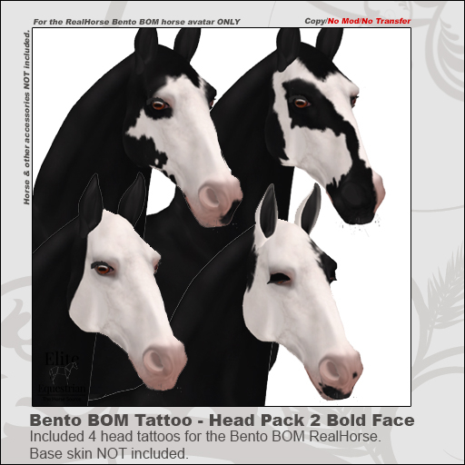 Second Life Marketplace - *E* Head Tattoo Pack 2 Bald Face BOM ...