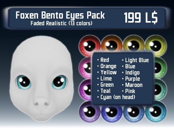 Second Life Marketplace - Foxen Eyes Applier Pack (Faded Realistic 13 ...