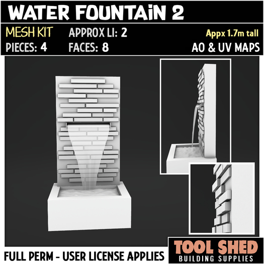 Second Life Marketplace - Tool Shed - Water Fountain 2 Mesh Kit