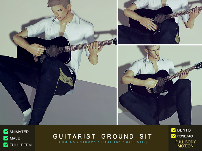 Second Life Marketplace - Guitarist Ground Sit (Chords/Strum/Acoustic)