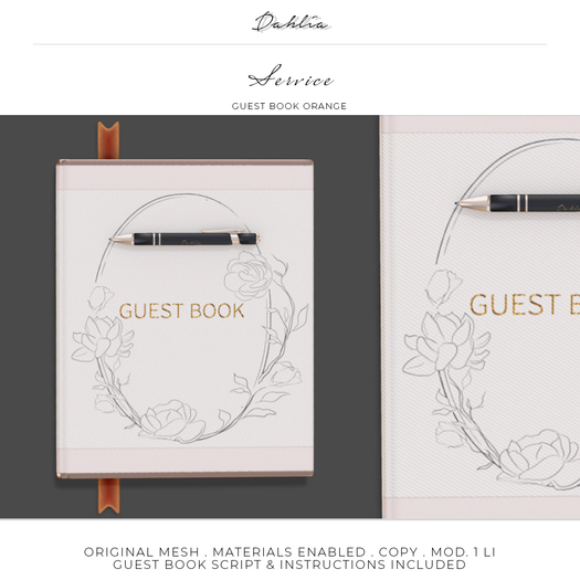 Second Life Marketplace - Dahlia - Service - Reception Guest Book - Orange