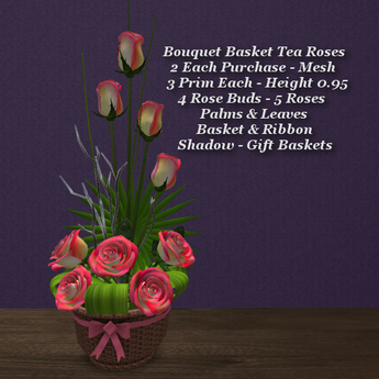 Second Life Marketplace - Bouquet Basket Tea Roses